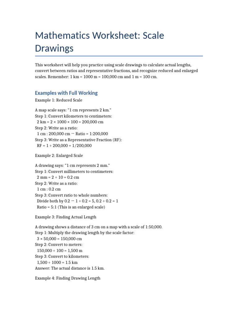 Scale Drawings Worksheet | PDF