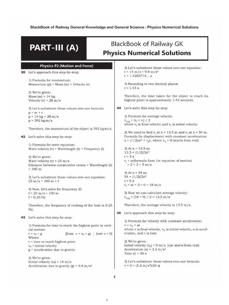 PART 3A Physics Solution Blackbook of Railway GK+GS English | PDF