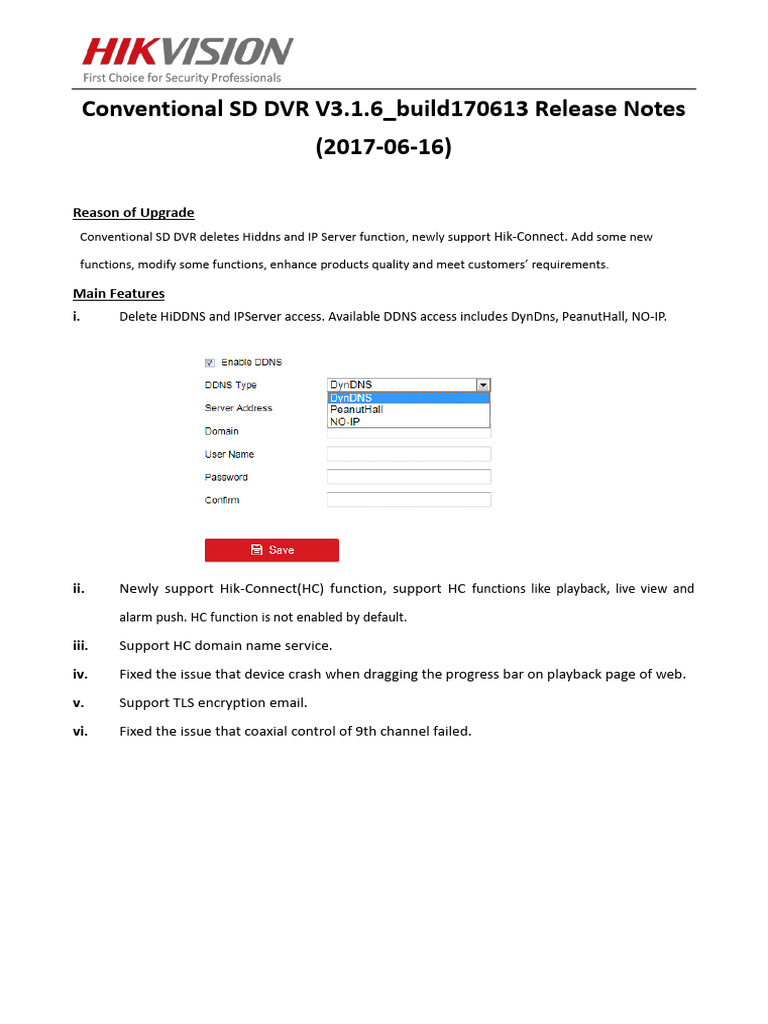 DVR V3.1.6 - Build170613 Release Notes - External | PDF | Digital Video ...