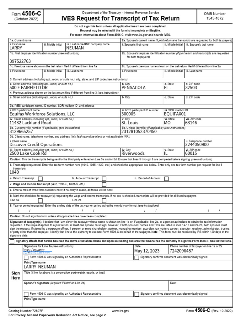 IRS Form 4506-C Instructions | PDF | Internal Revenue Service | Taxpayer