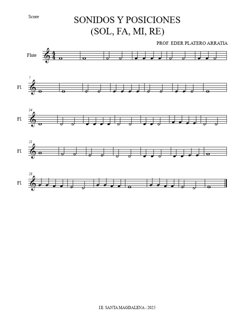 Ejercicios Sol, Fa, Mi, Re | PDF