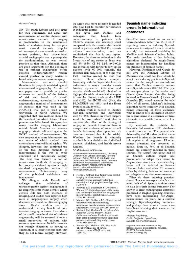 Spanish Name Indexing Errors in International Data | PDF | Clinical ...