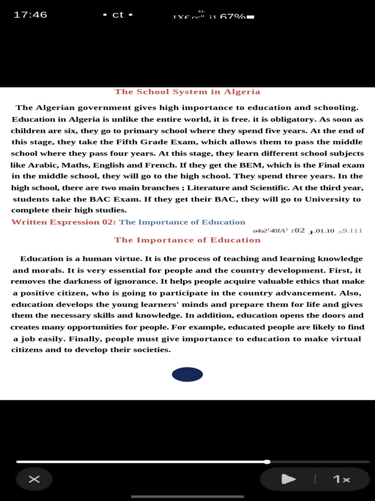 The School System in Algeria: The Importance of Education | PDF