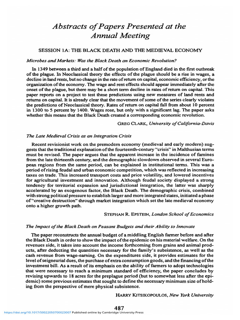 Session 1a The Black Death and The Medieval Economy | PDF | Consumerism ...