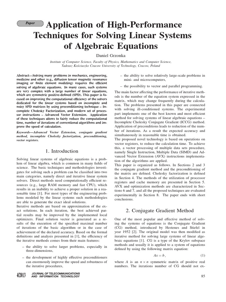 Application of High Performance Technique | PDF | System Of Linear Equations | Mathematics Of ...