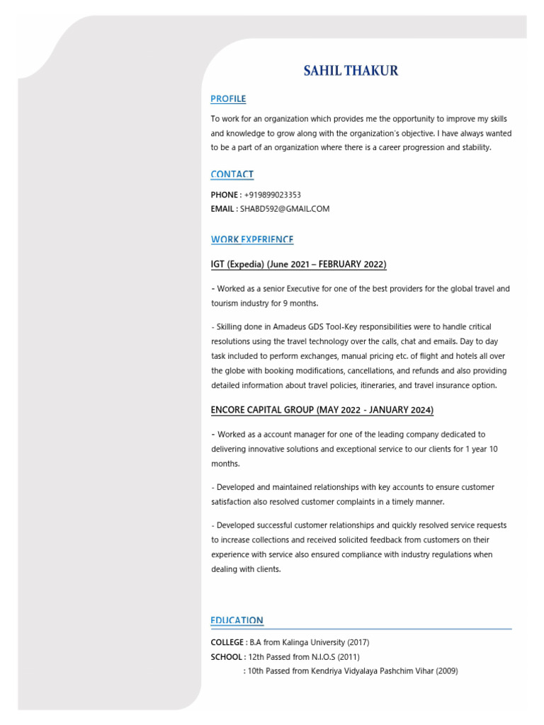 Sahil's Resume 02 | PDF