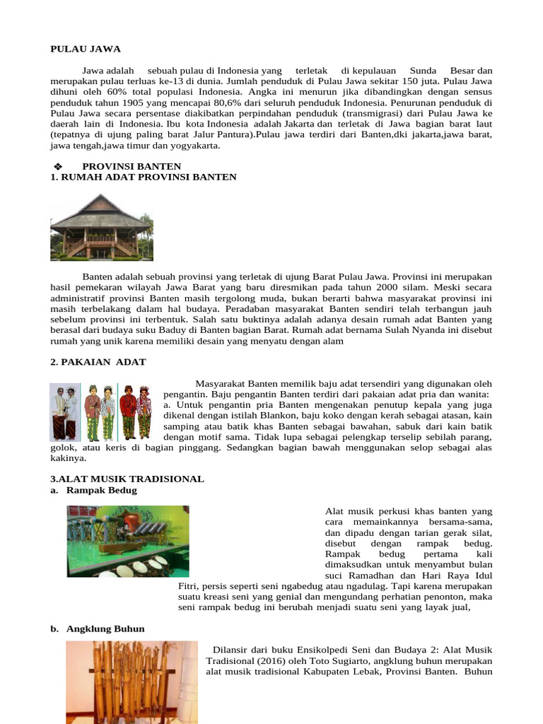 Keliping Ips Tentang Provinsi (Baju Adat,Rumah Adat,Mkn Adt 1) | PDF