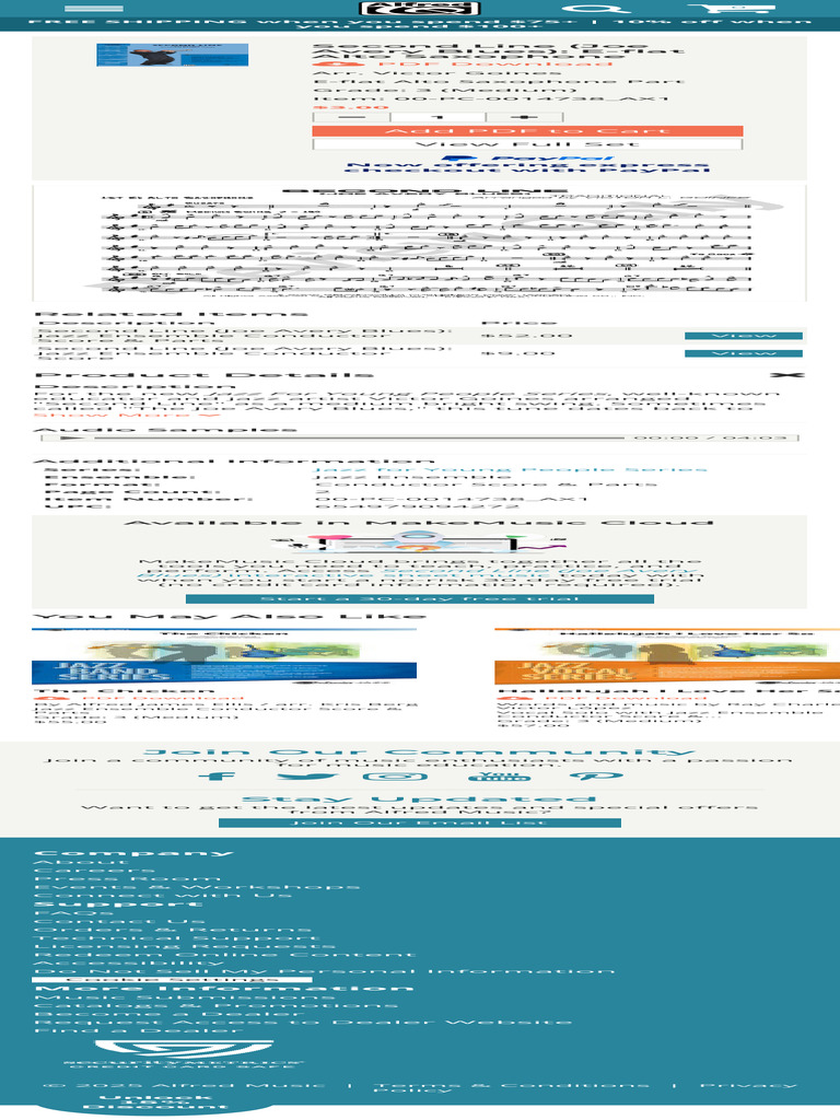 Second Line (Joe Avery Blues) E-Flat Alto Saxophone E-Flat Alto ...