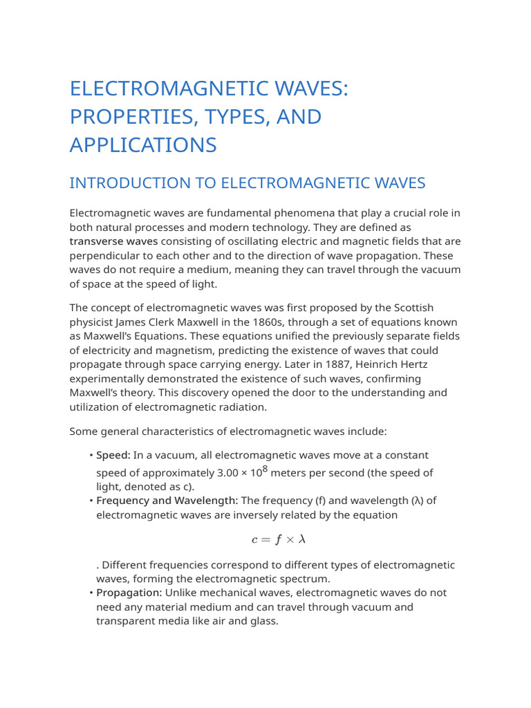 Electromagnetic Waves Investigatory Project | PDF | Electromagnetic ...