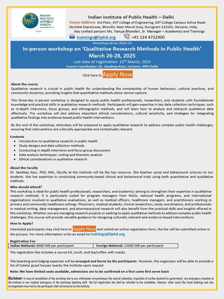 Flyer Qualitative Research Methods Mar 26 28 2025 SK | PDF ...