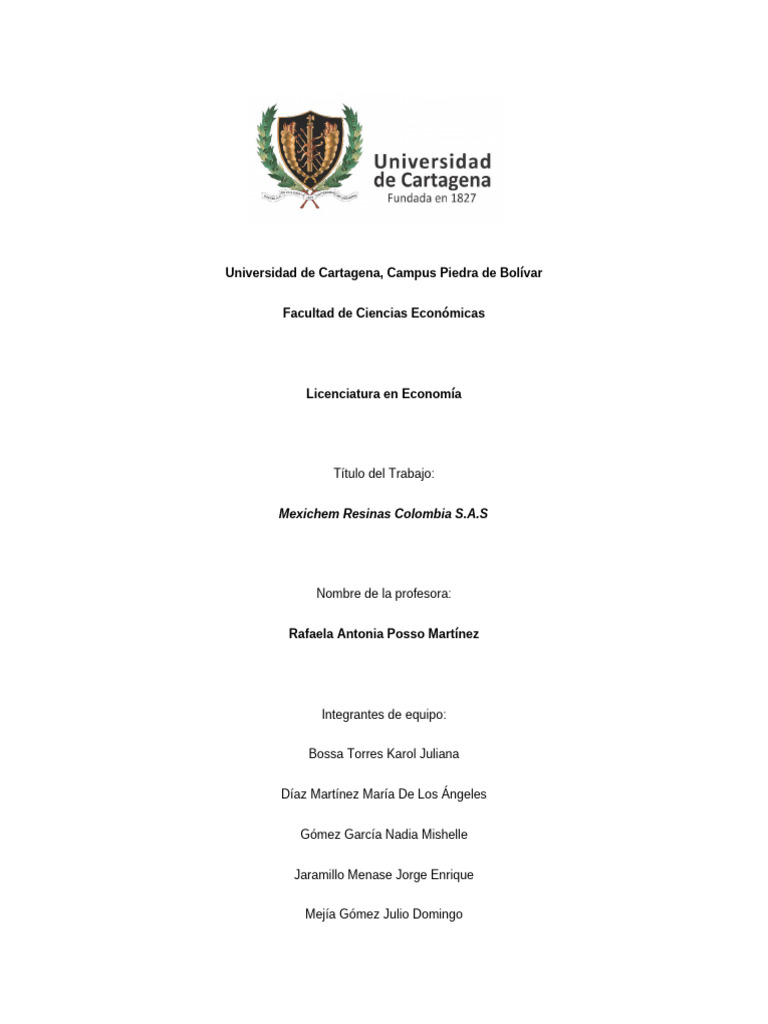 Universidad de Cartagena - Mexichem Resinas Colombia S.A.S. | PDF ...