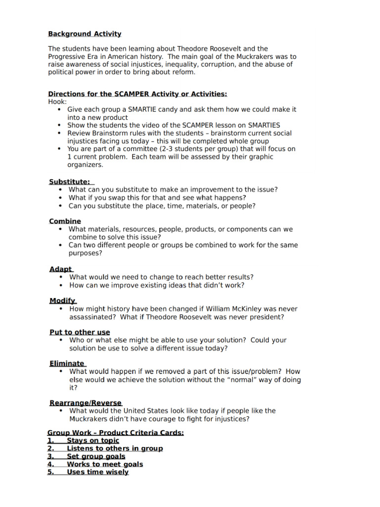 SCAMPER Activity | PDF