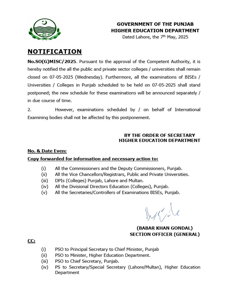 Notification HED 07052025 New | PDF