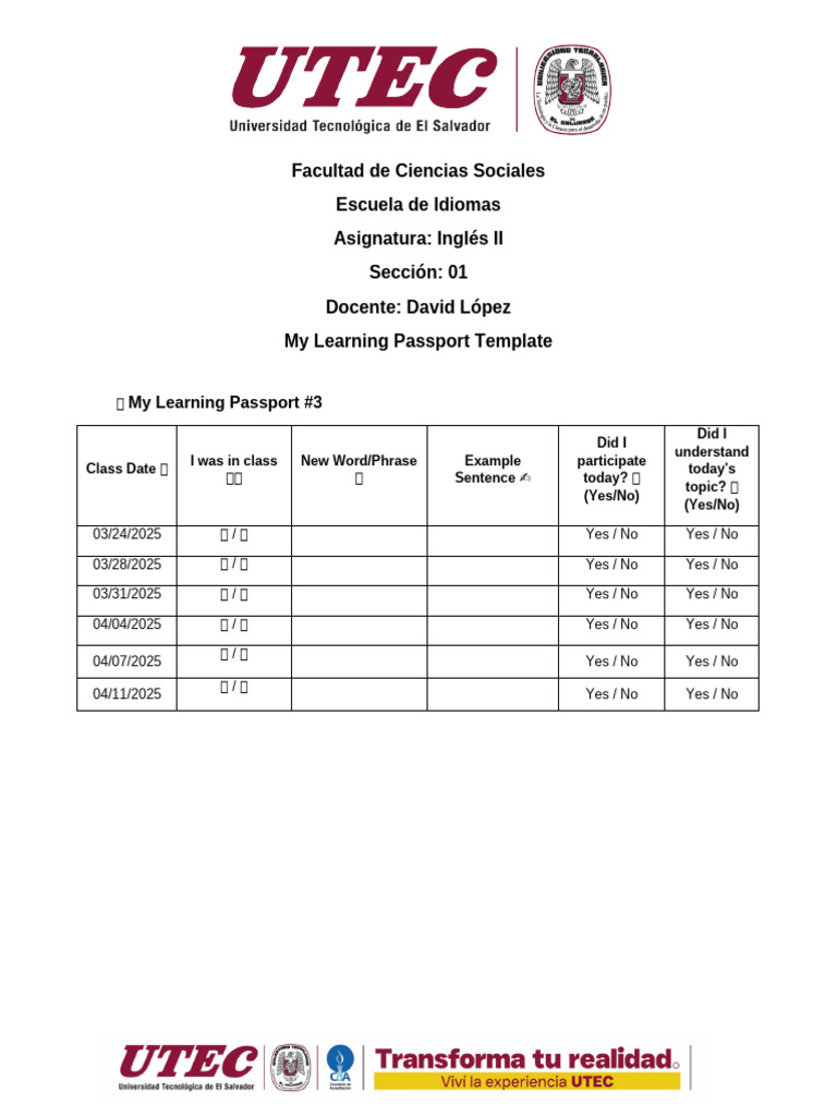 My Learning Passport Template #3 | PDF