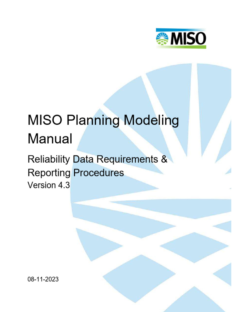 PSC Item 03c MISO Planning Modeling Manual v4.3 - CLEAN629772 | PDF | Electric Power ...