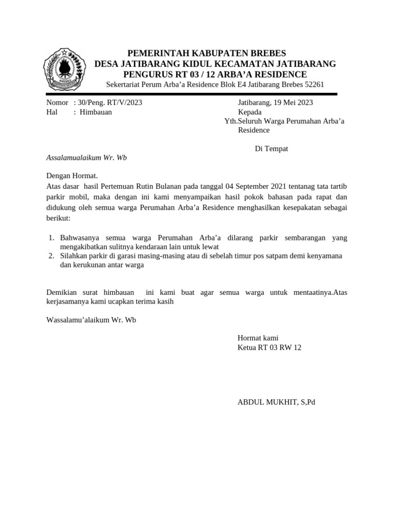 Himbauan Parkir | PDF