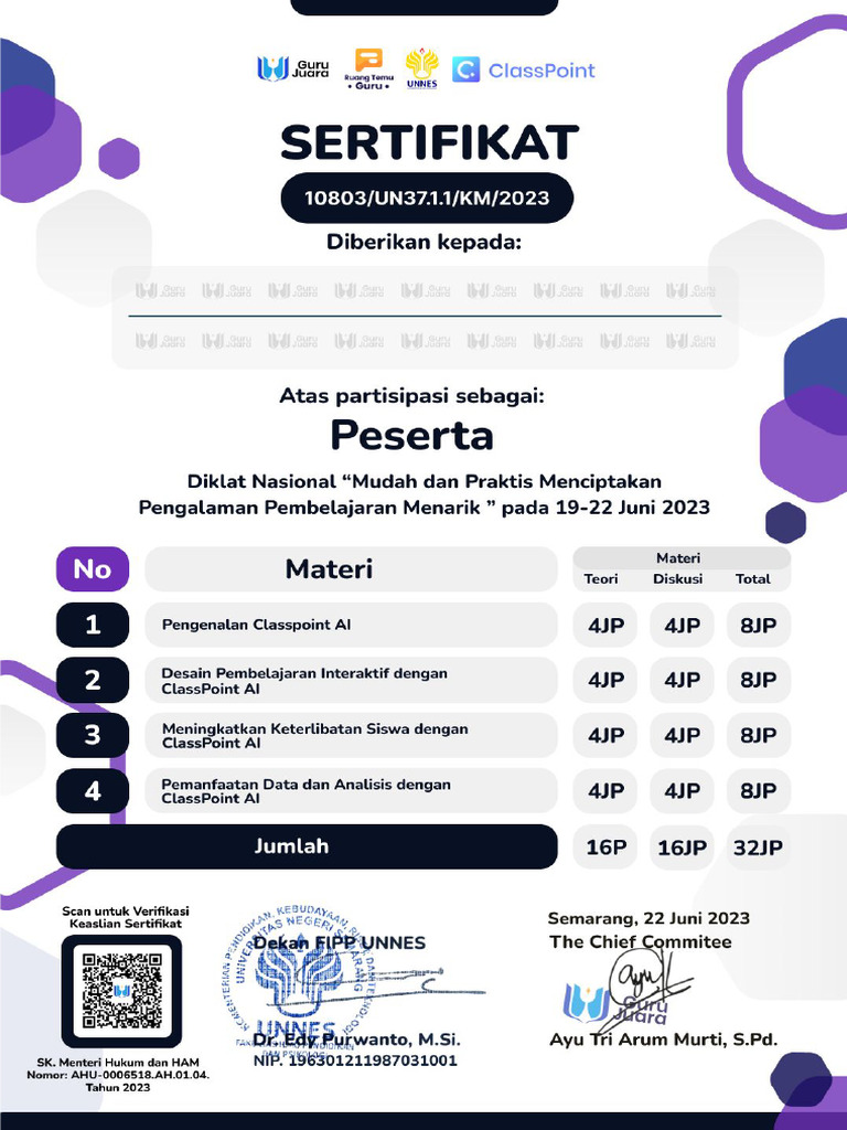 Sertifikat Classpoint Ai-1 | PDF