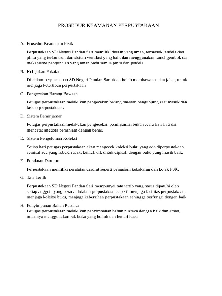 Prosedur Keamanan Perpustakaan | PDF