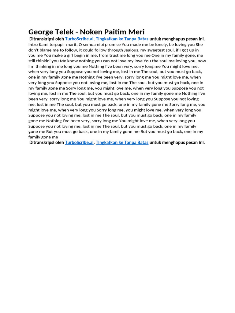 George Telek - Noken Paitim Meri | PDF