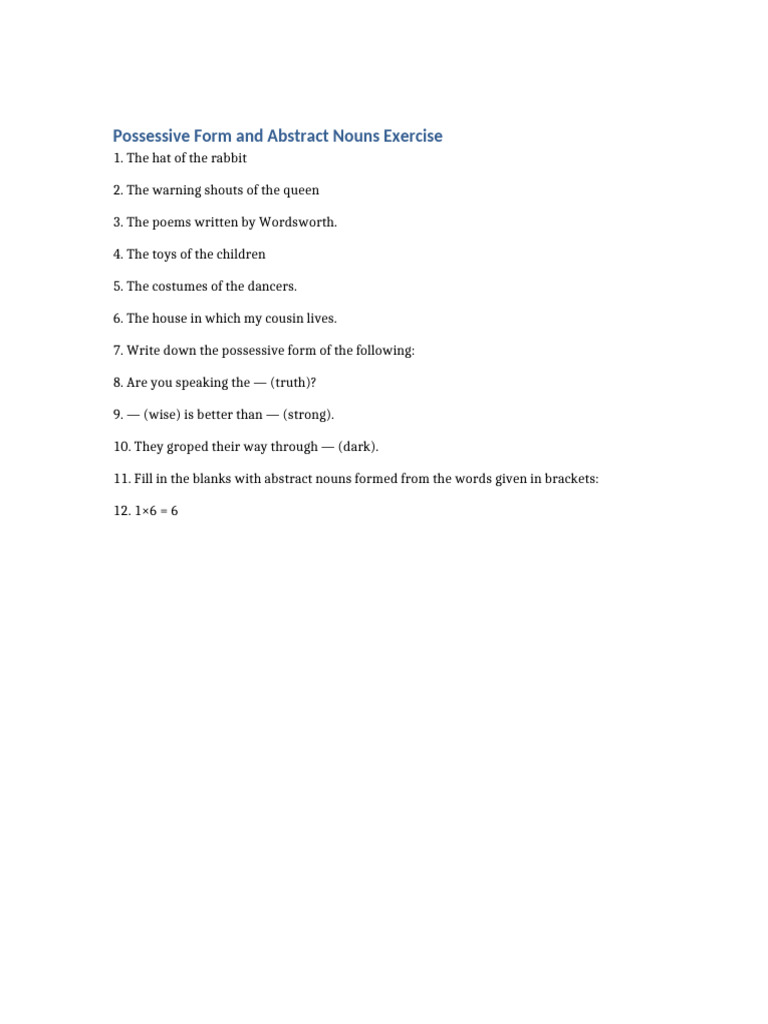 Possessive Nouns for Grade 4 Students | PDF