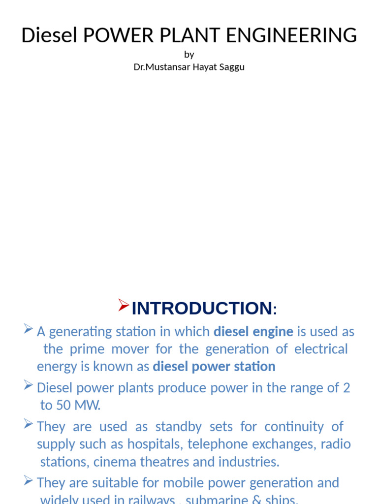 Diesel Power Plant Engineering Overview | PDF | Internal Combustion ...