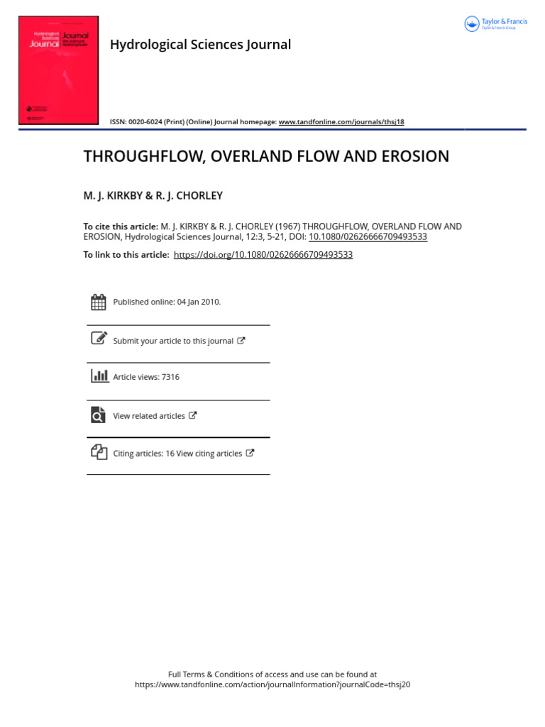 Throughflow Overland Flow and Erosion | PDF | Surface Runoff | Erosion