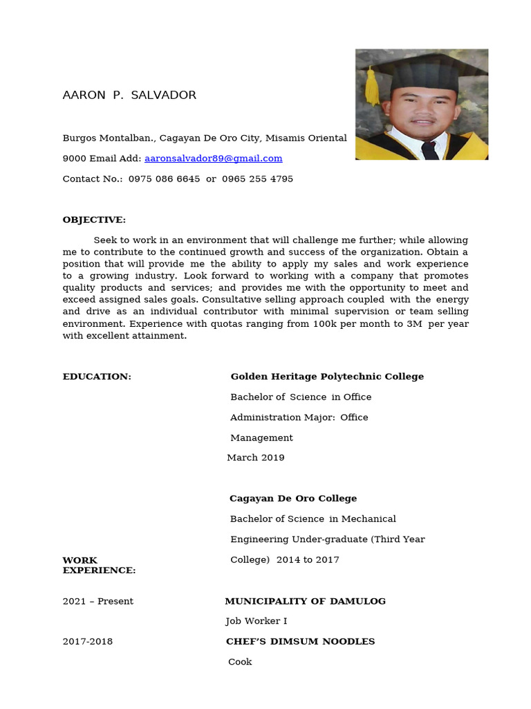 Aaron P. Salvador RESUME | PDF