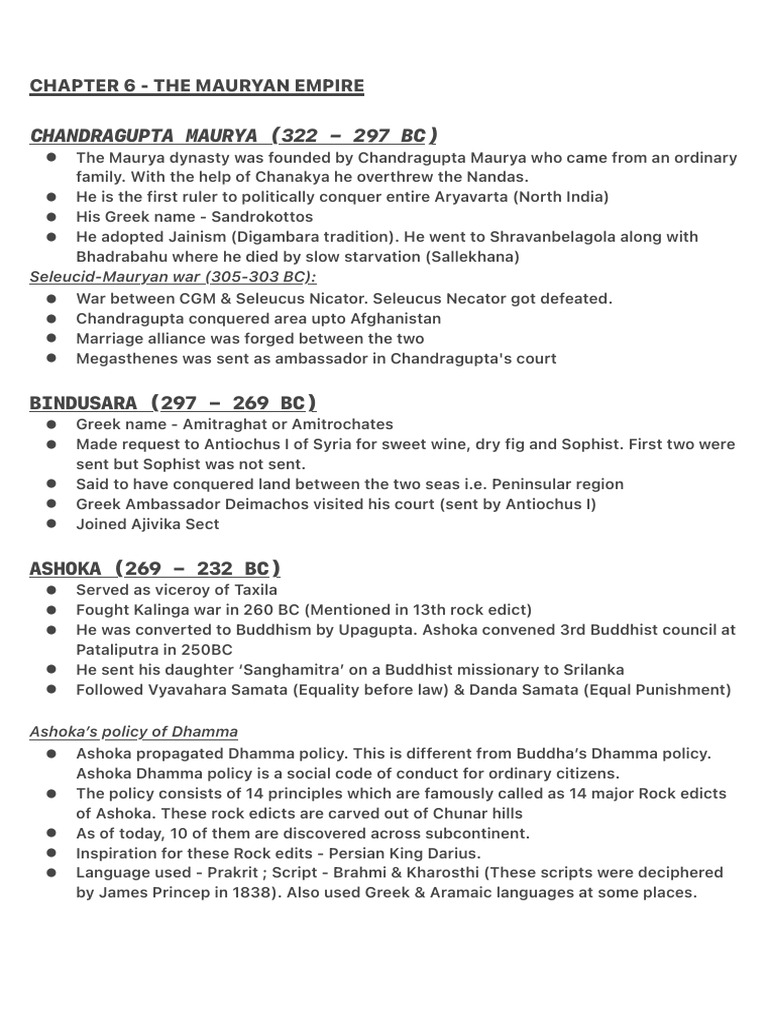 Chapter 6 - The Mauryan Empire | PDF | Ashoka