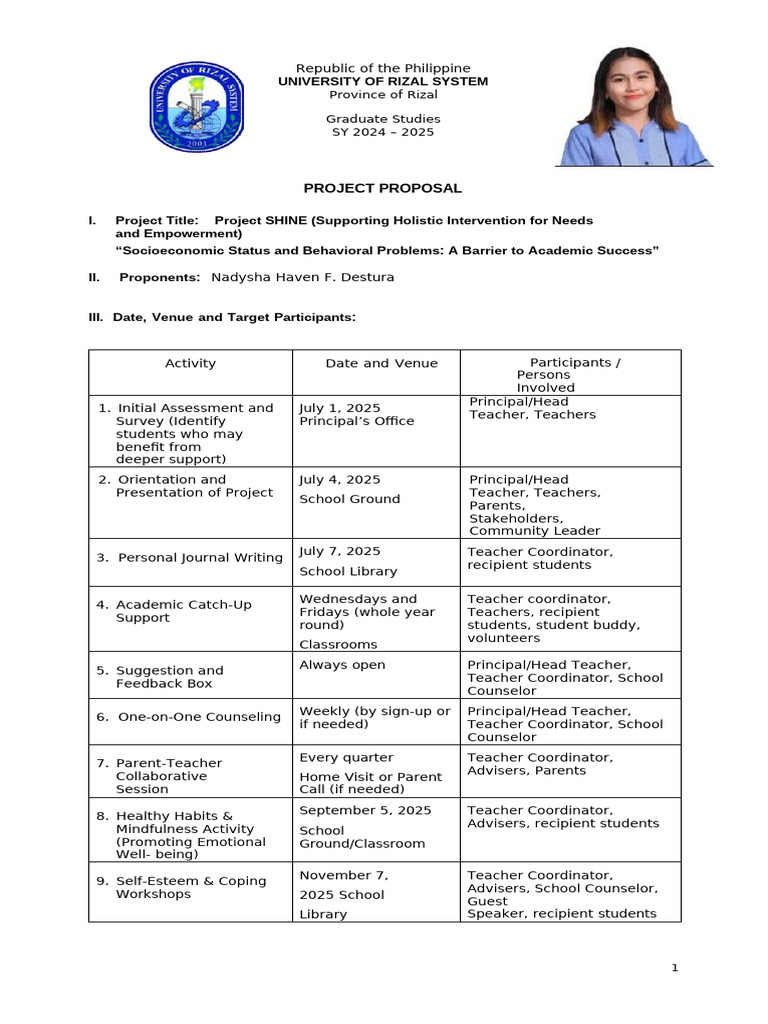 Project SHINE: Empowering Students' Success | PDF | Teachers | School ...