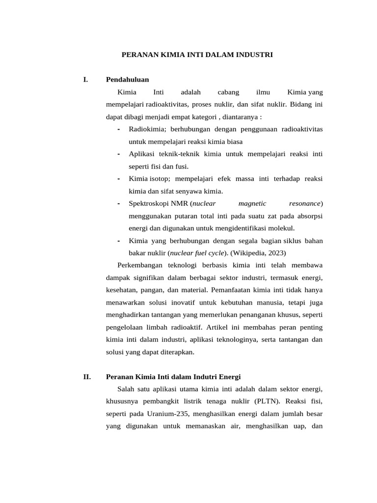 Peranan Kimia Inti Dalam Industri - Silvi Diana Shofi | PDF