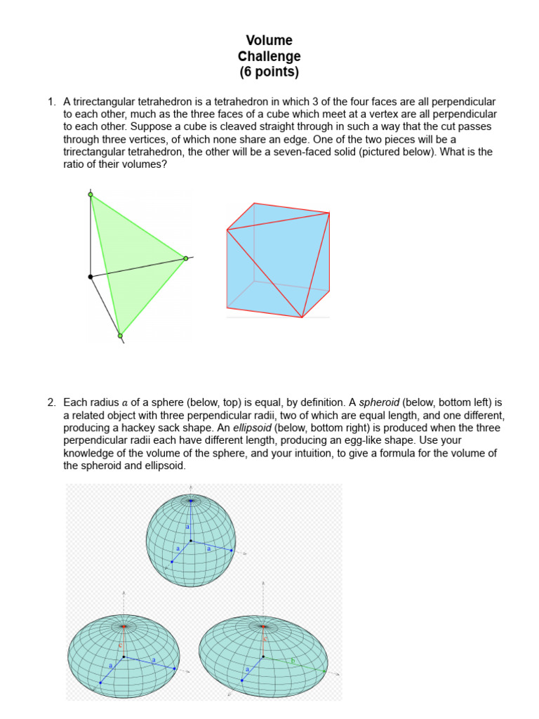 Copy of Volume Challenge | PDF | Tetrahedron | Volume