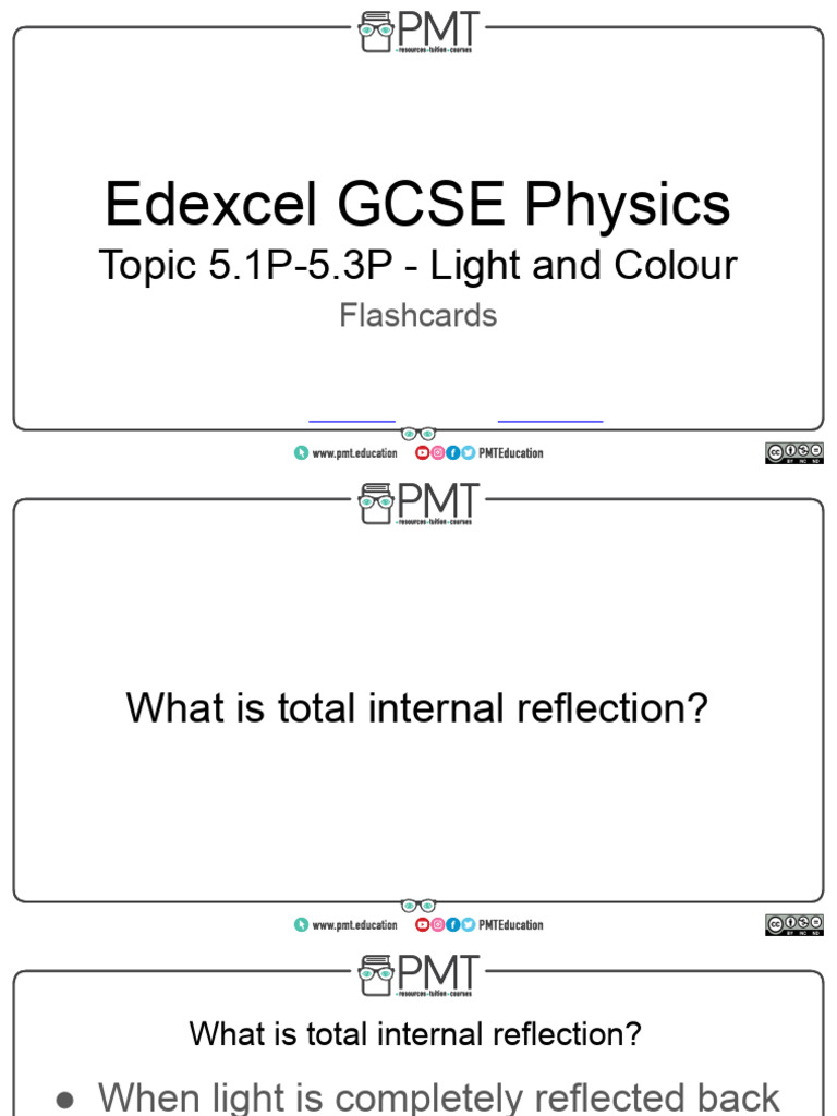 Flashcards - Topic 5 Light and Colour - Edexcel Physics GCSE | PDF ...