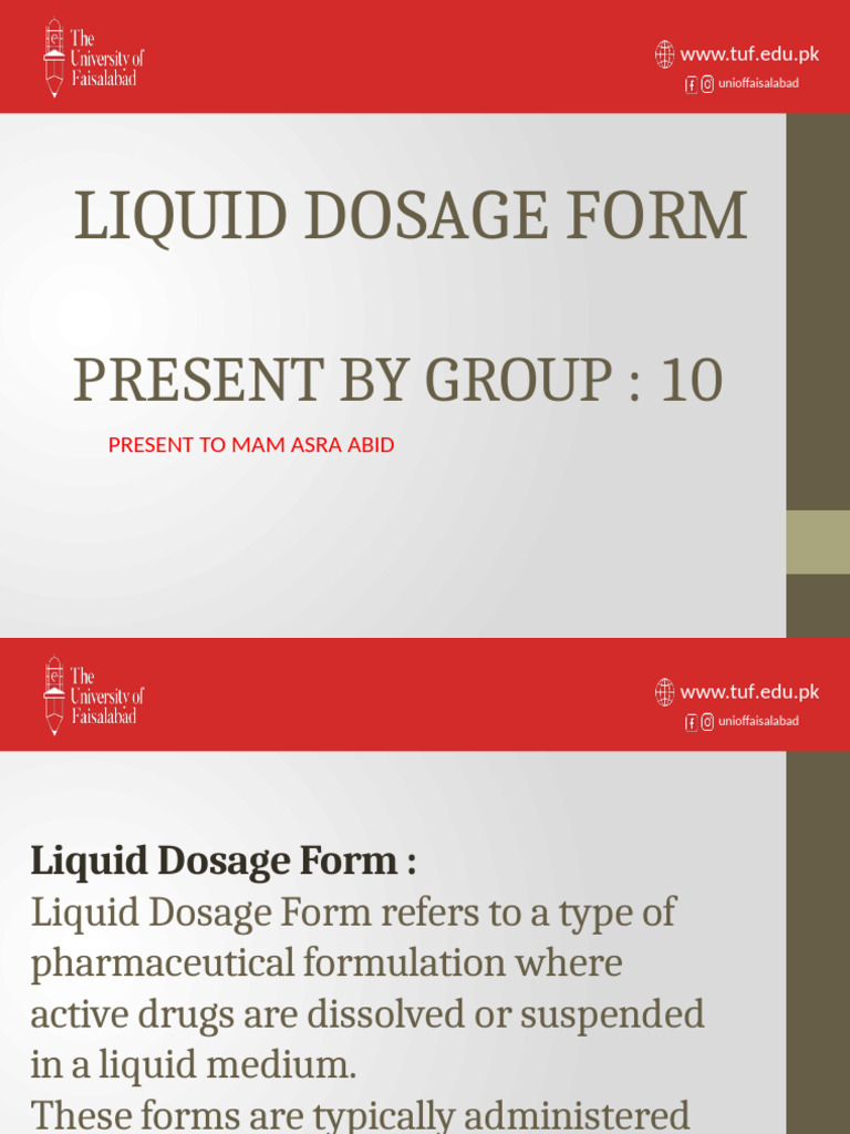Overview of Liquid Dosage Forms | PDF | Emulsion | Topical Medication