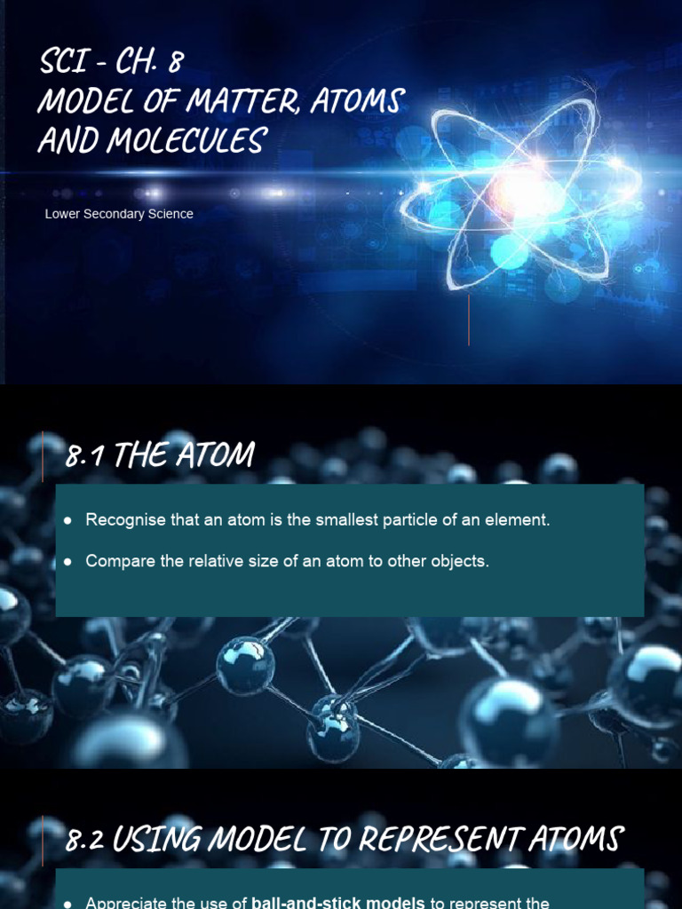 Sci- Ch. 8 Model of Matter, Atoms and Molecules.pptx | PDF | Atoms ...