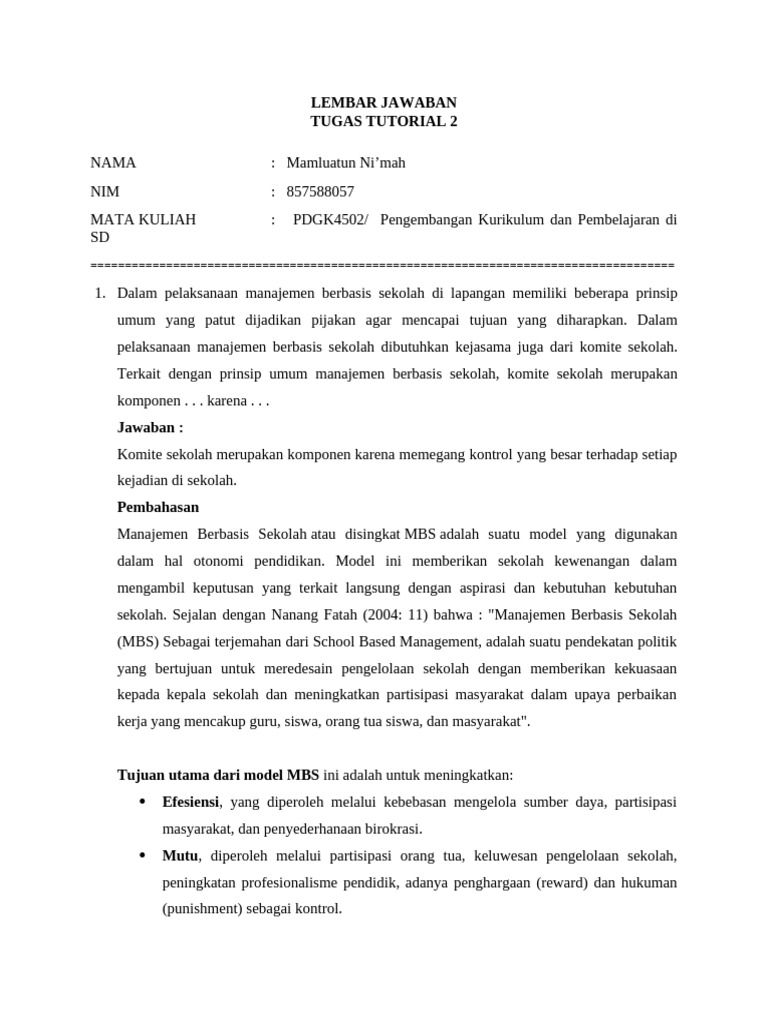 LEMBAR JAWABAN TUTORIAL 2.pdf | PDF