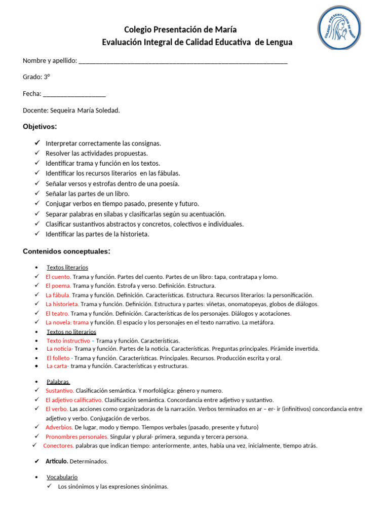 Integral de Lengua 3° Grado. | PDF | Tipología Lingüística | Morfología Lingüística