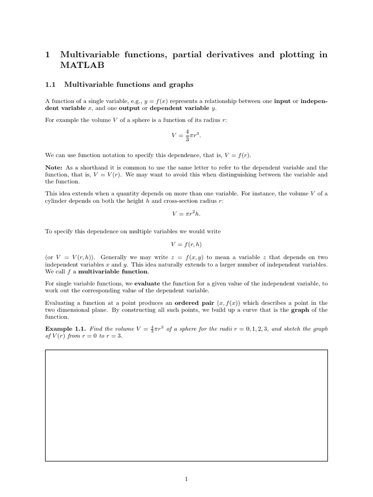 1 Multivariable Functions Partial Derivatives | PDF | Derivative | Function (Mathematics)
