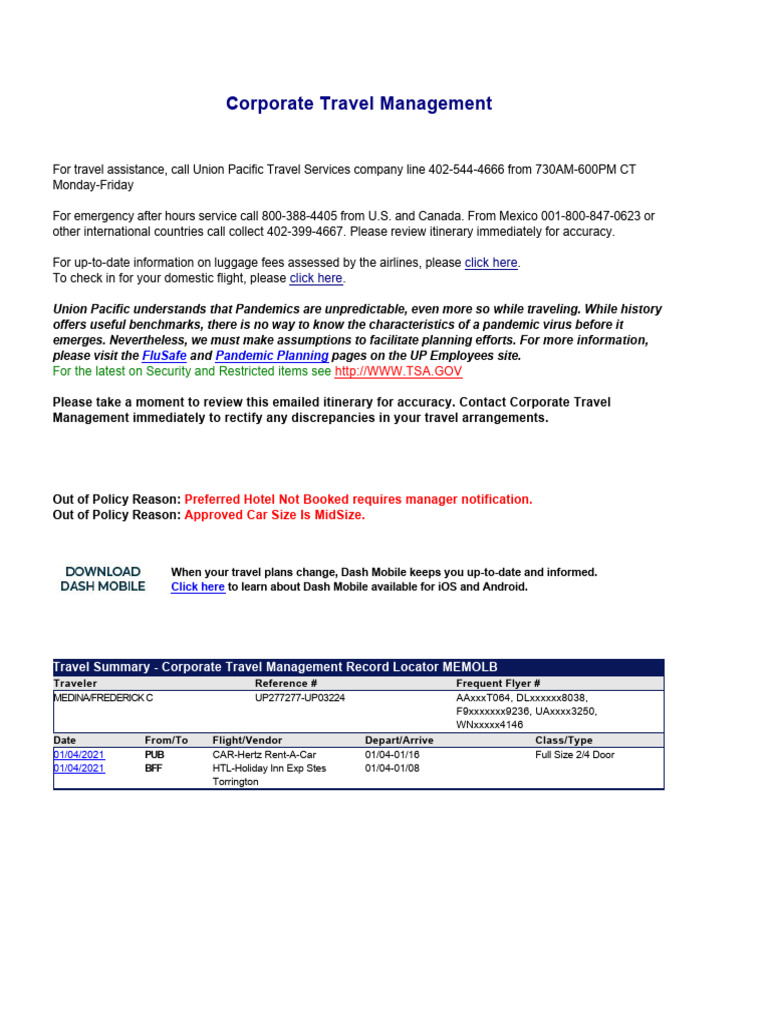 Invoice - Itinerary PDF - MEMOLB - January 4 2021 18203689 | PDF