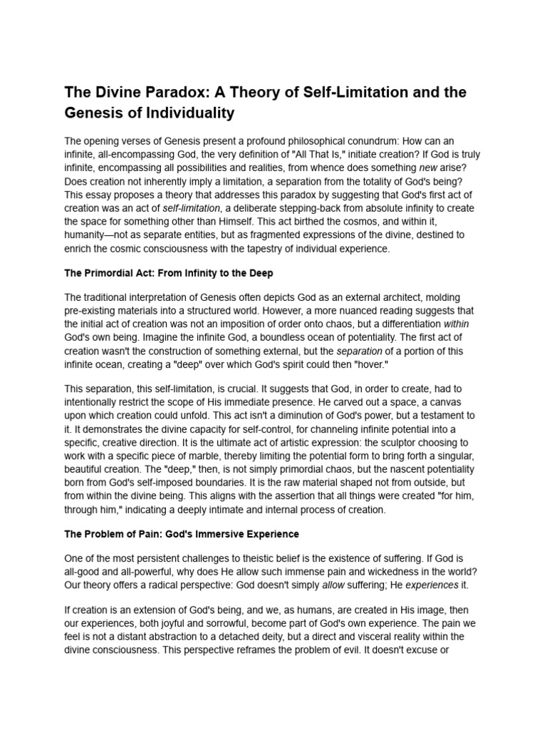 Divine Paradox: Creation and Self-Limitation | PDF | Divinity | Experience