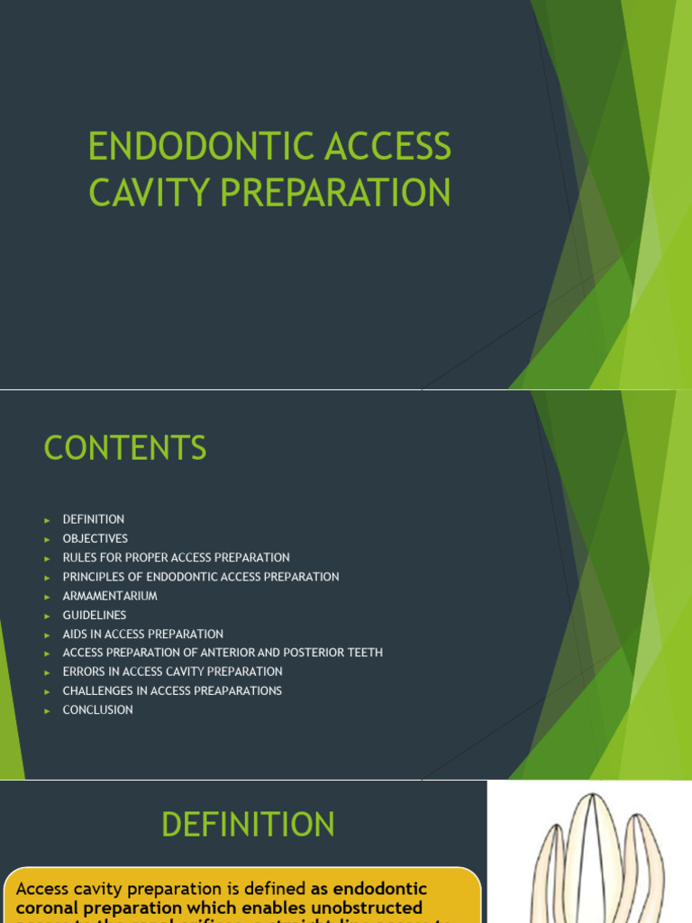 Endodontic Access Cavity Preparation | PDF | Dental Anatomy | Dentistry