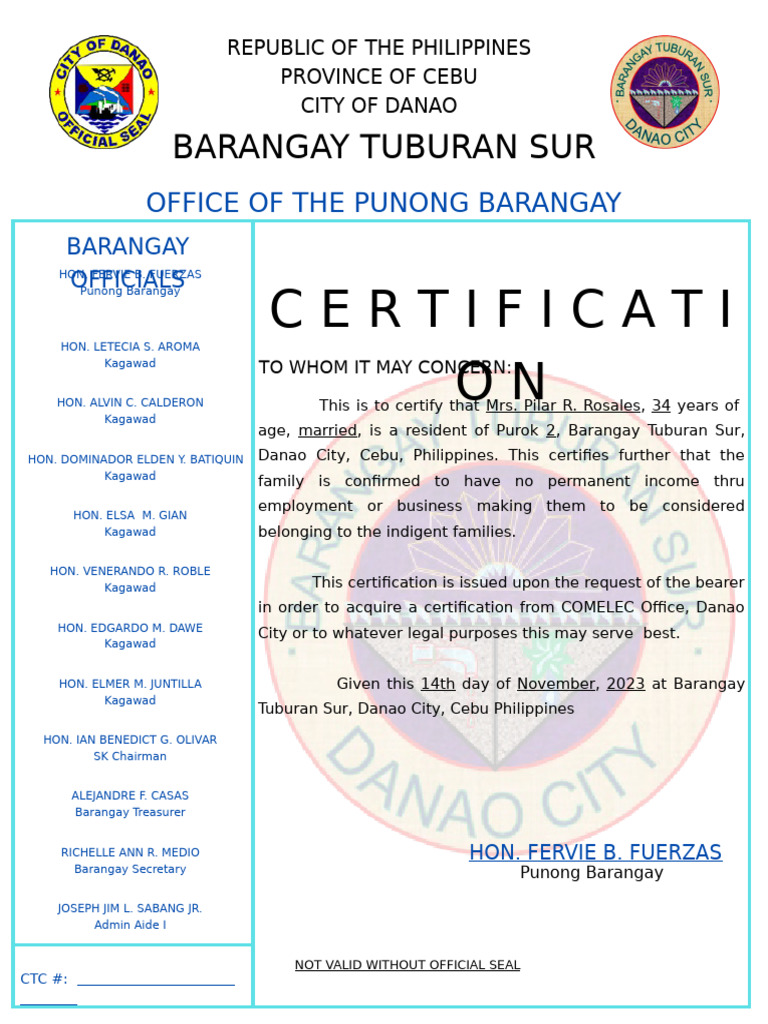 Certification Comelec Free Voter's | PDF