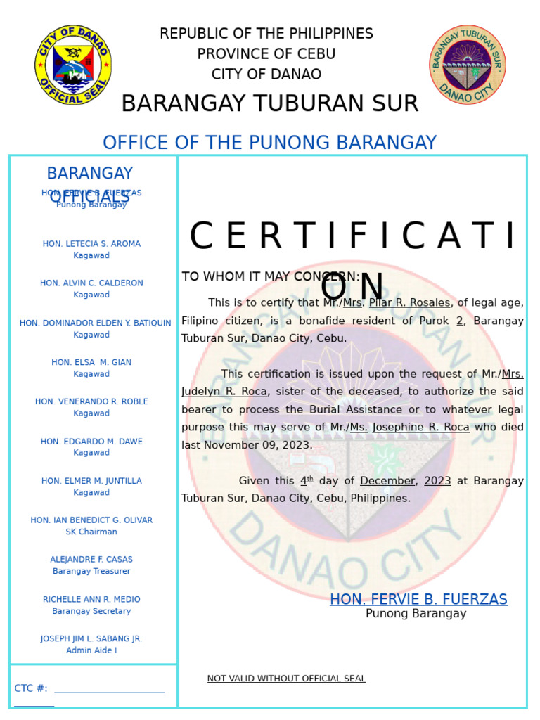 Certification Death Authorization | PDF