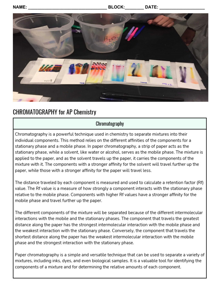 CHROmatography For AP Chemistry | PDF | Thin Layer Chromatography ...