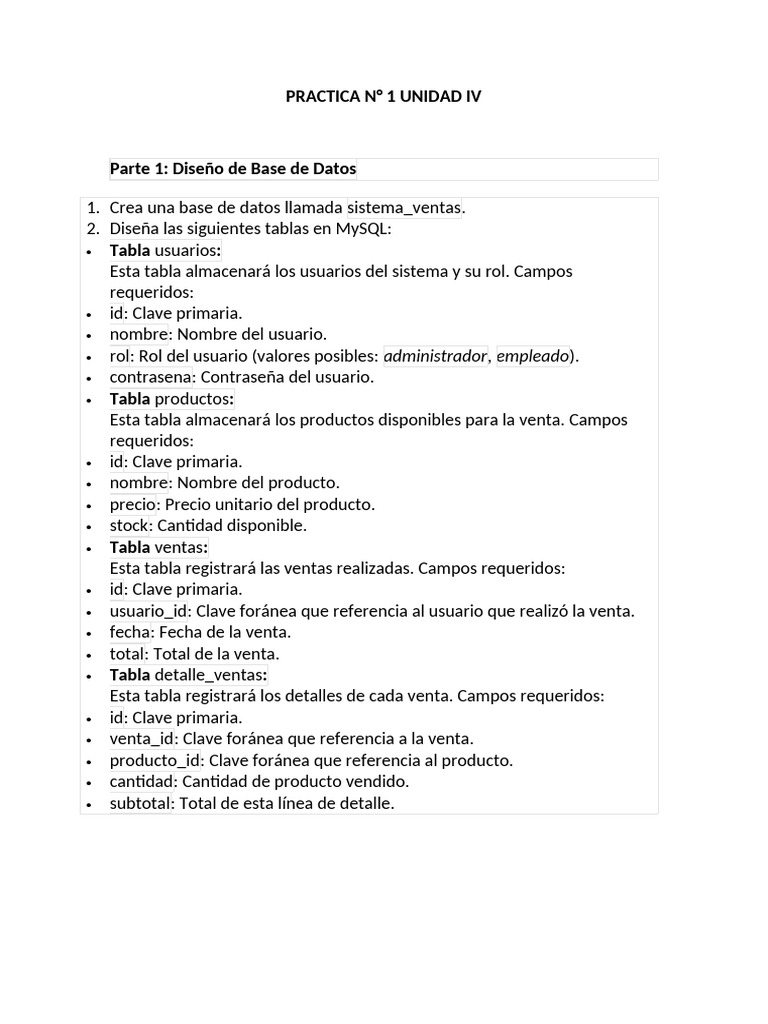 PRACTICA N1 UNIDAD IV | PDF