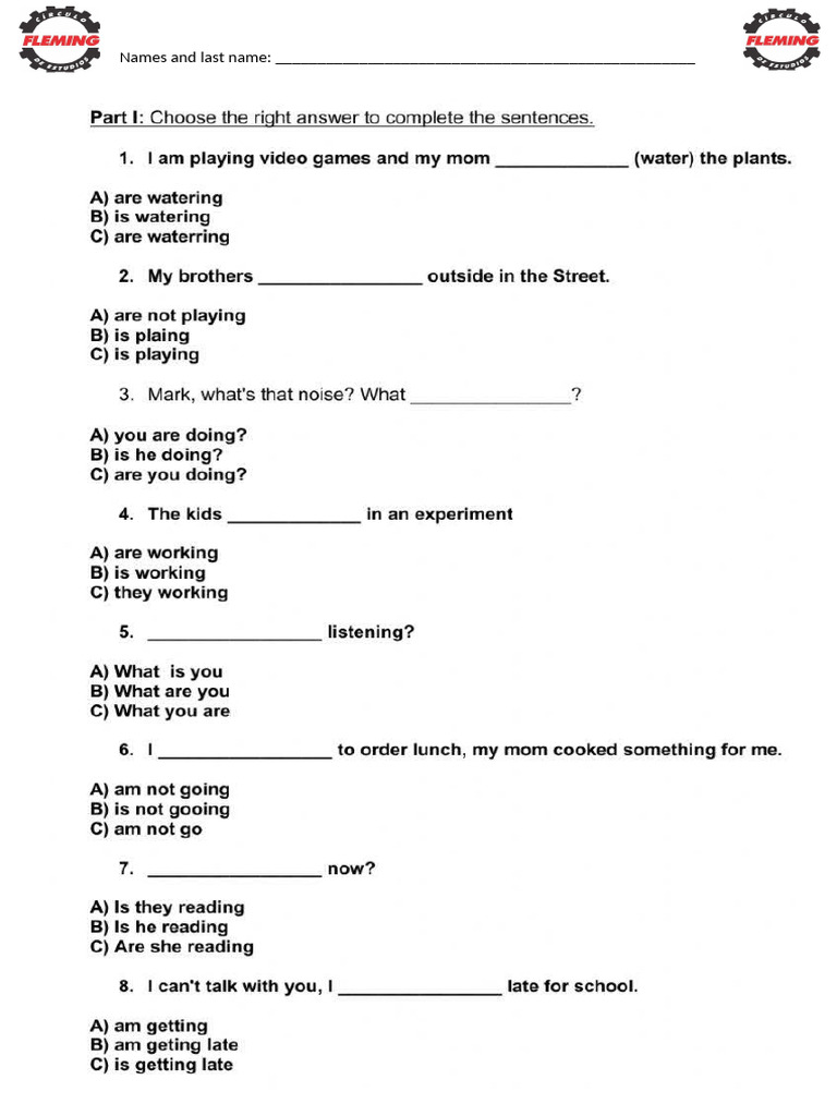 Exercise Present Continous | PDF