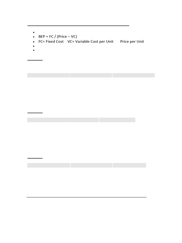 1 Ch02 Part 1 Exercises Break Even Point Using Formula 2021 2022 | PDF