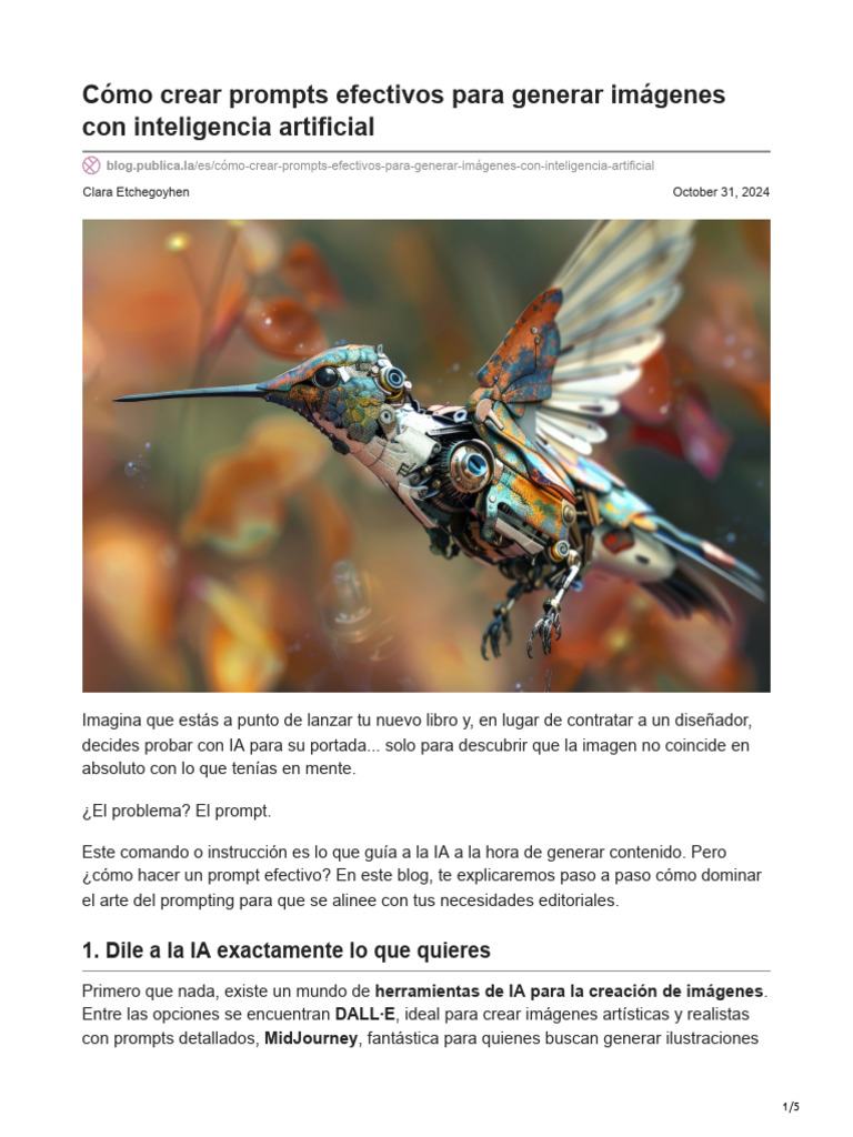 Blog - Publica.la-Cómo Crear Prompts Efectivos para Generar Imágenes Con Inteligencia Artificial ...