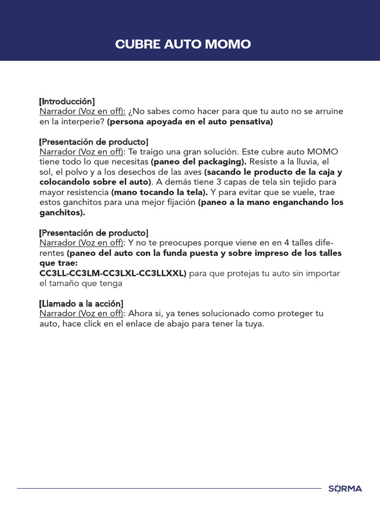 Guion - Cubre Auto Momo CC3L | PDF