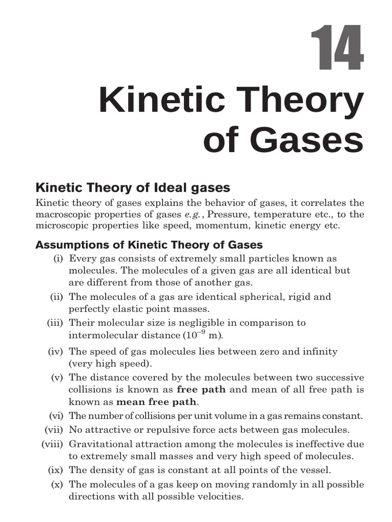 Handbook (14) Kinetic Theory of Gases | PDF | Gases | Temperature