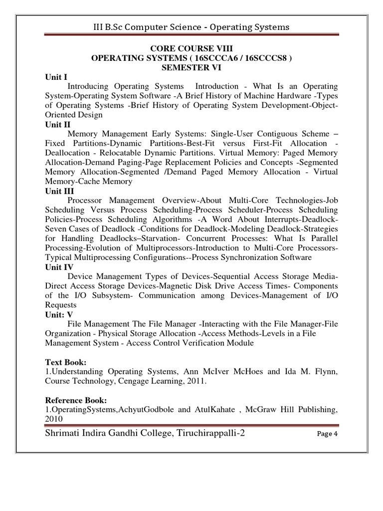 III B.SC CS - Operating Systems | PDF | Operating System | Process ...